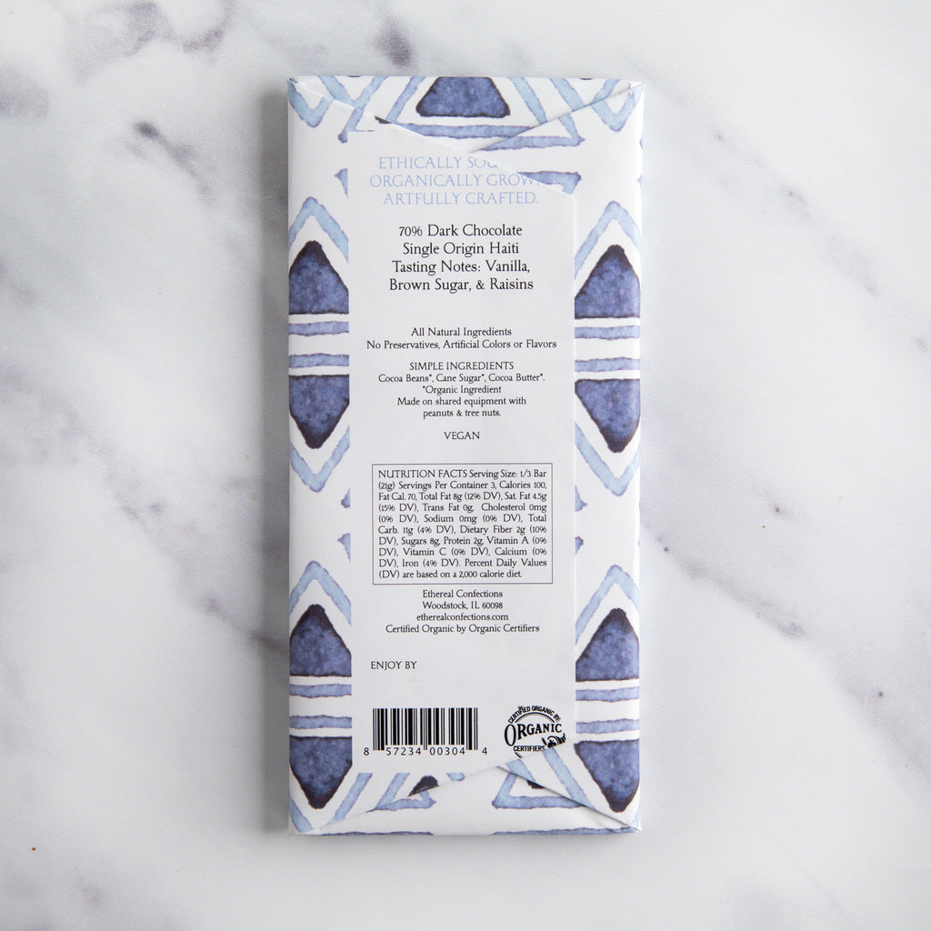 70 Haiti Single Origin Solid Chocolate Bar Wuzafood